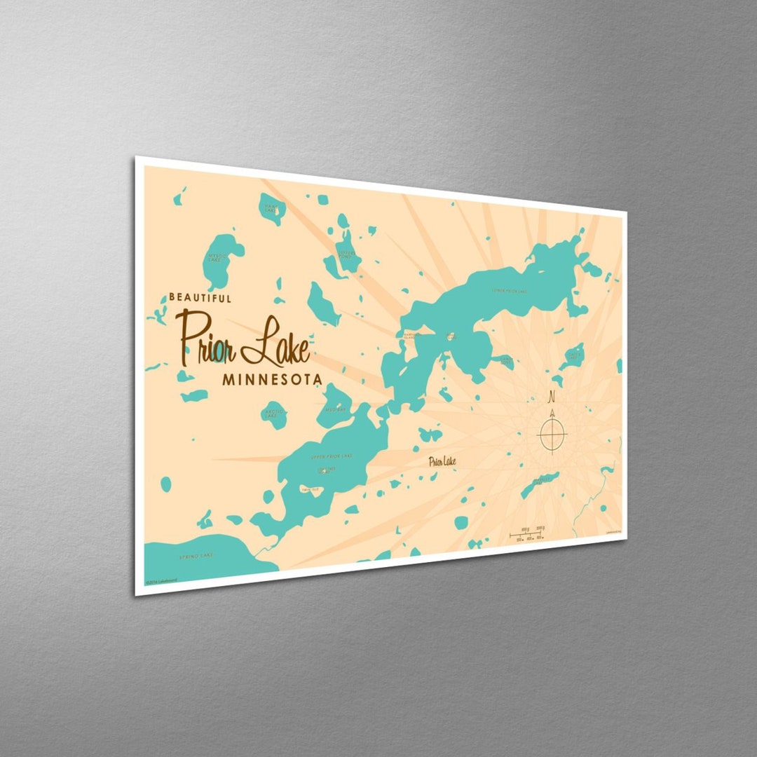 Prior Lake Minnesota Map Giclee Art Print Poster From Illustration by ...
