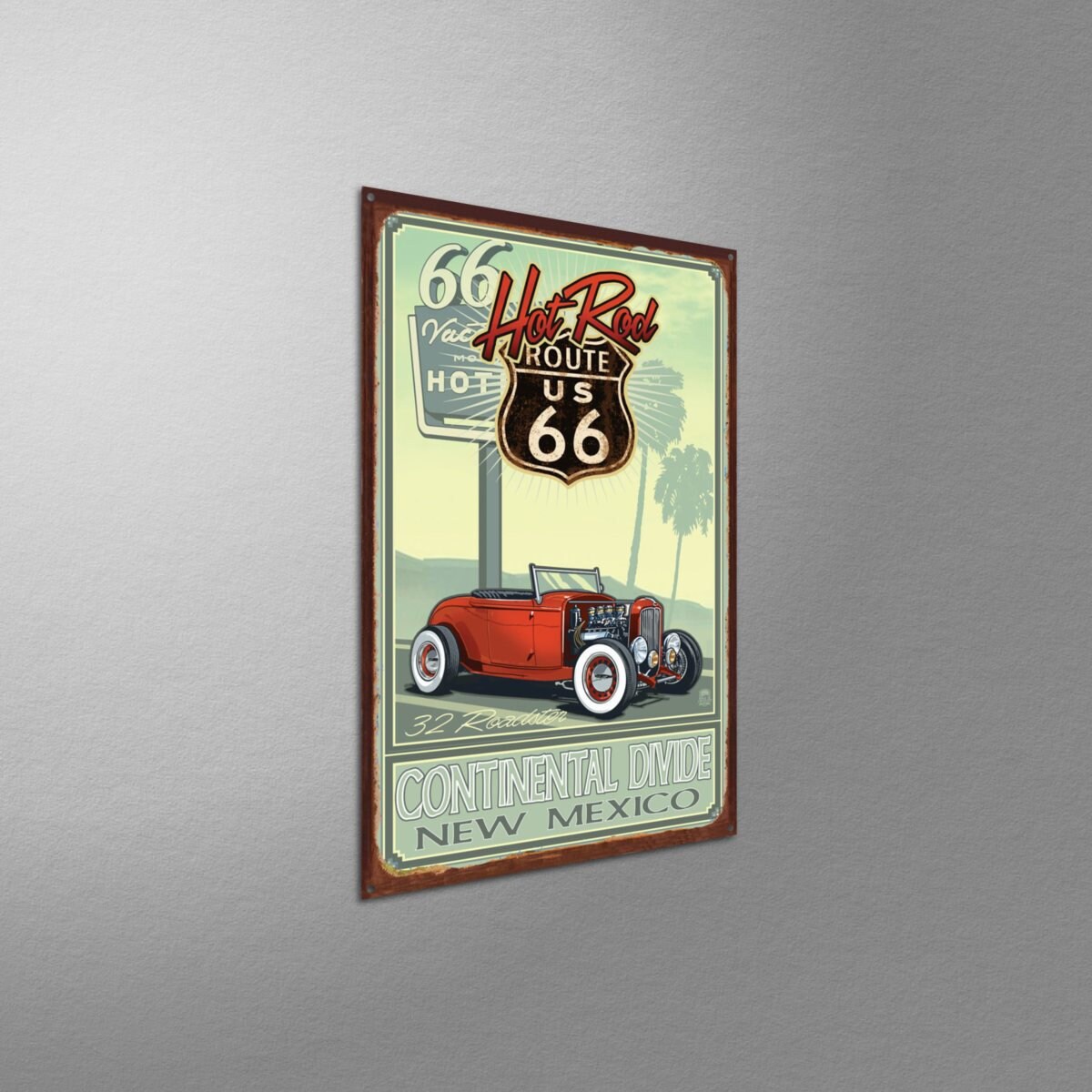 Signs Lanquist Route 66 Hot Rod on Continental Divide New Mexico Giclee ...