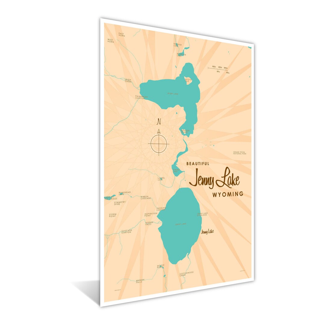 Jenny Lake Wyoming Map Giclee Art Print Poster by Lakebound - Etsy