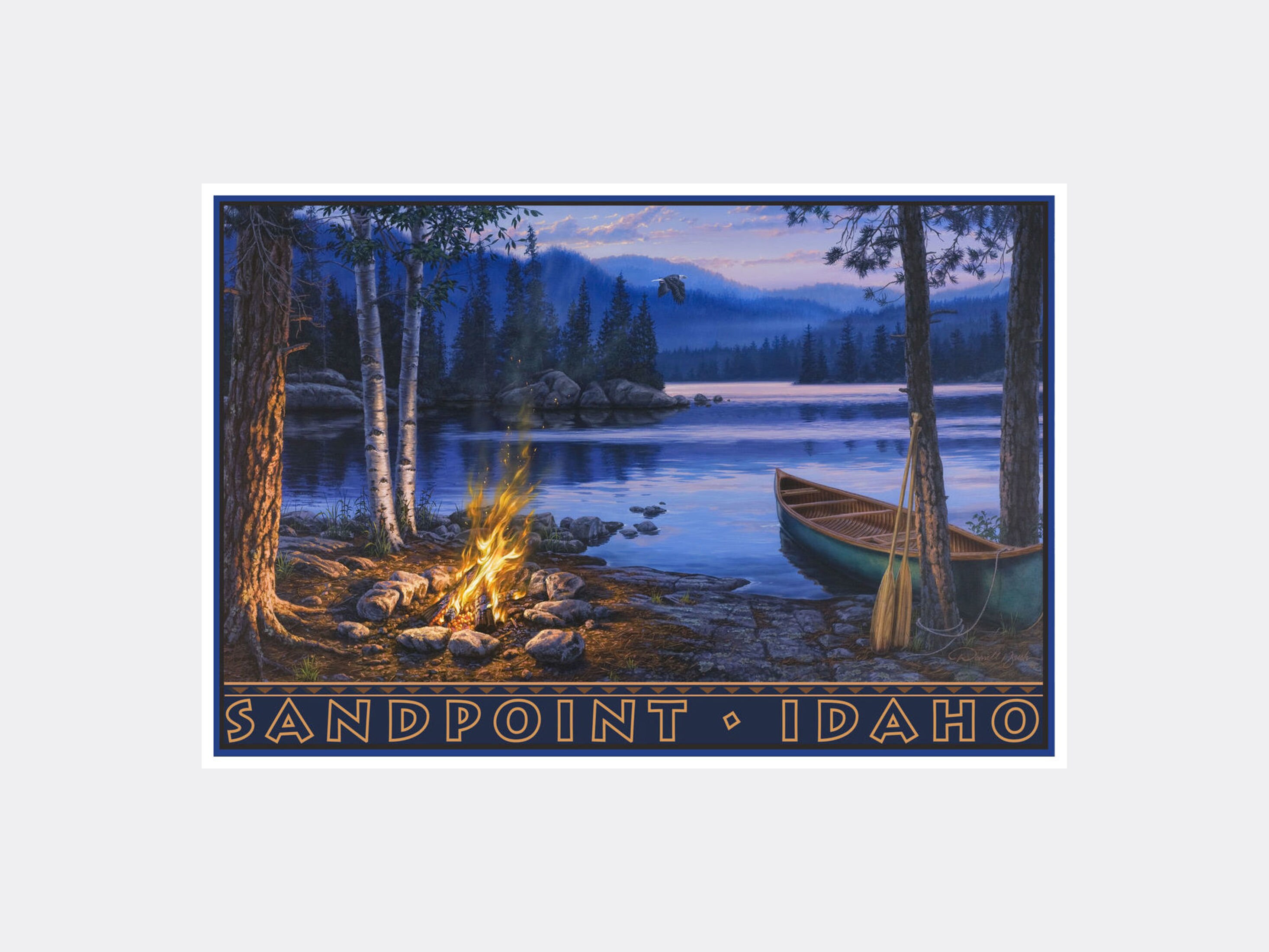 Sandpoint Idaho Lake at Sunset Giclee Art Print Poster from | Etsy