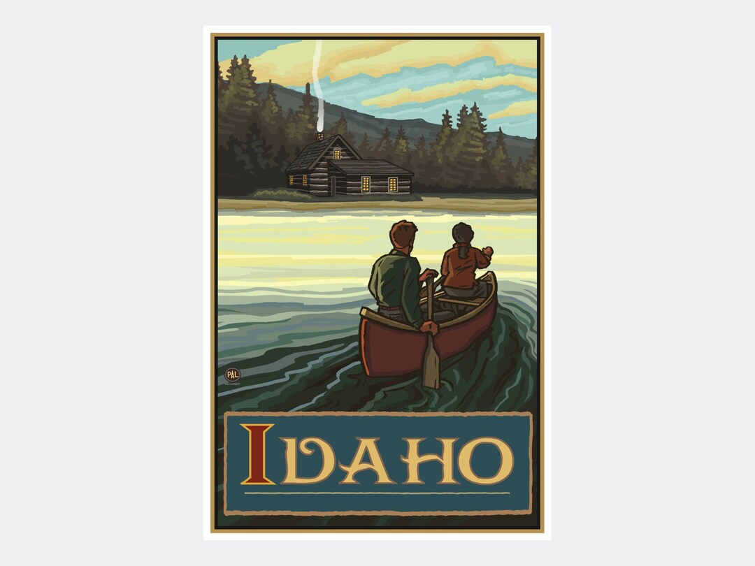 Idaho Lake Canoers Art Print: Vintage Travel Poster by Paul A. Lanquist ...