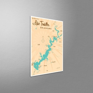 Lake Tenkiller Oklahoma Map Giclee Art Print Poster From Illustration ...