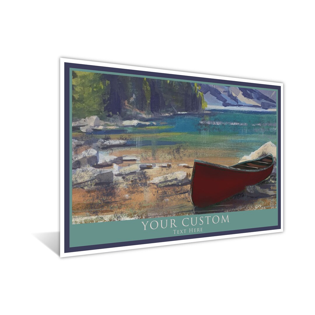 Custom & Personalized Summer Lake Canoe Blue Giclee Art Print Poster by ...