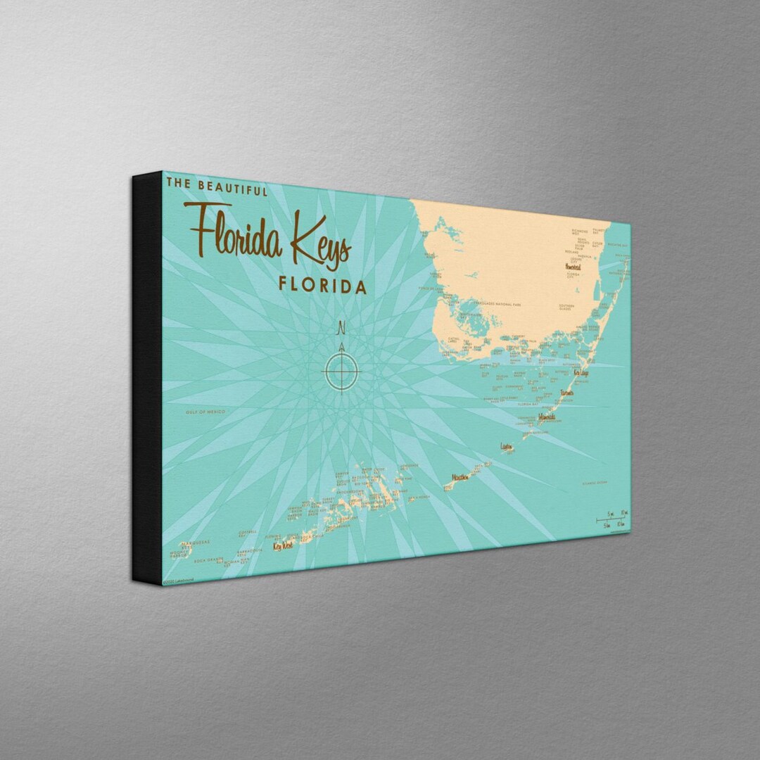 Florida Keys Florida Map Canvas, Pillow, Blanket From Illustration by ...