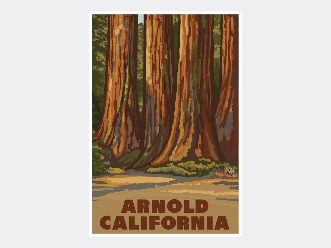 California Redwoods Giclee Art Print: Arnold, CA Travel Poster - Etsy
