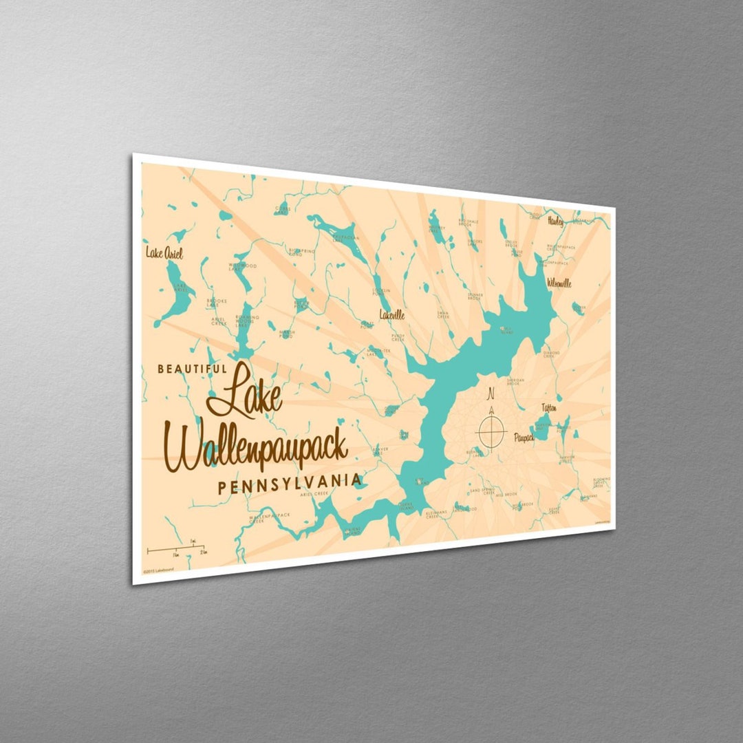 Lake Wallenpaupack Pennsylvania Map Giclee Art Print Poster From ...