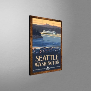 Seattle Washington Ferry Giclee Art Print Poster From Travel Artwork by ...