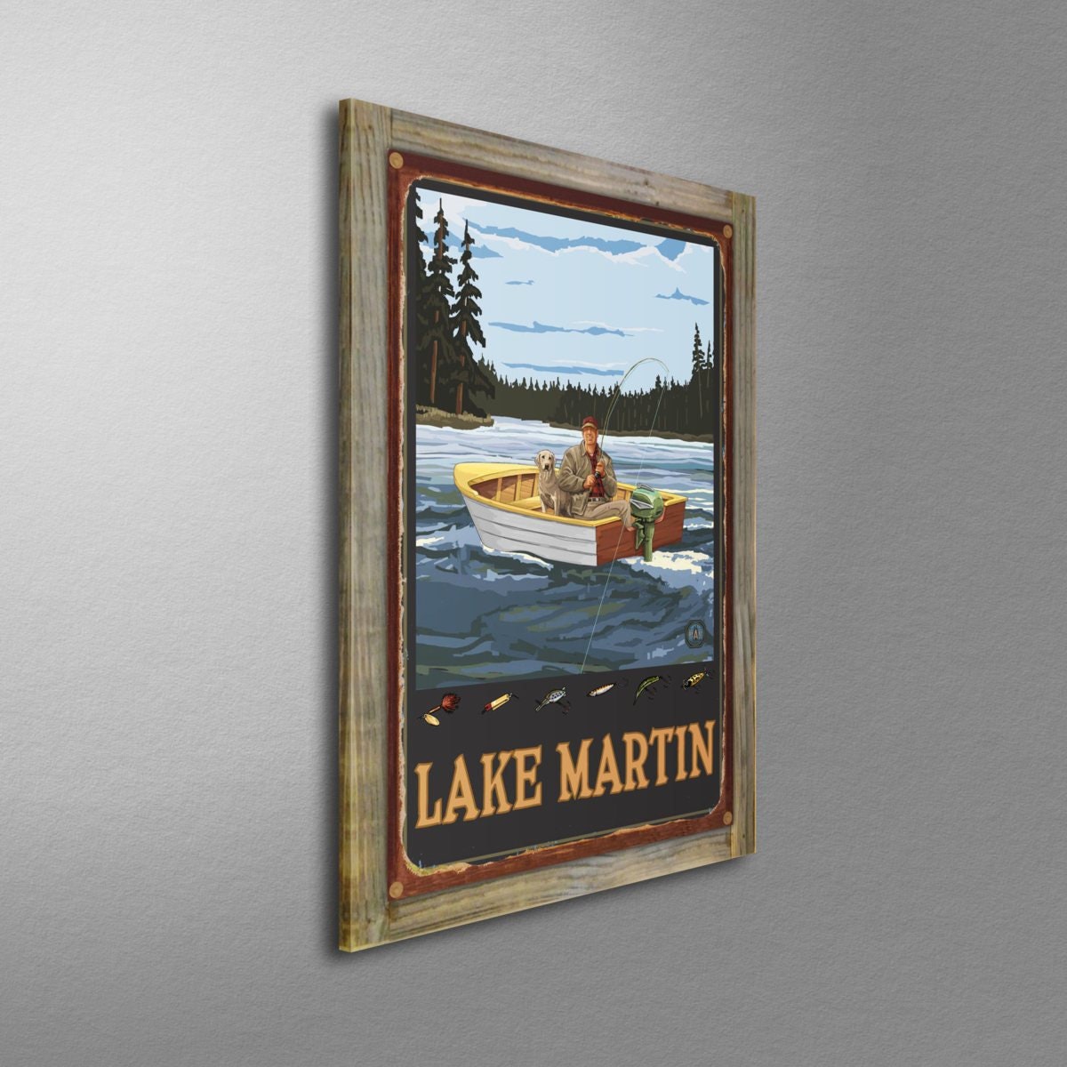 Lake Martin Georgia Fisherman In Boat Forest Giclee Art Print | Etsy