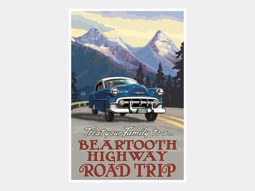 Beartooth Highway Montana Road Trip Purple Giclee Art Print Poster From ...