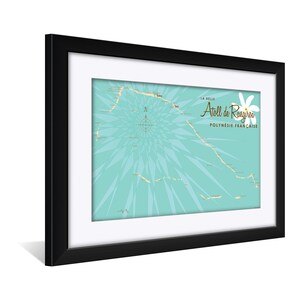 Rangiroa Atoll French Polynesia Map Giclee Art Print Poster From ...