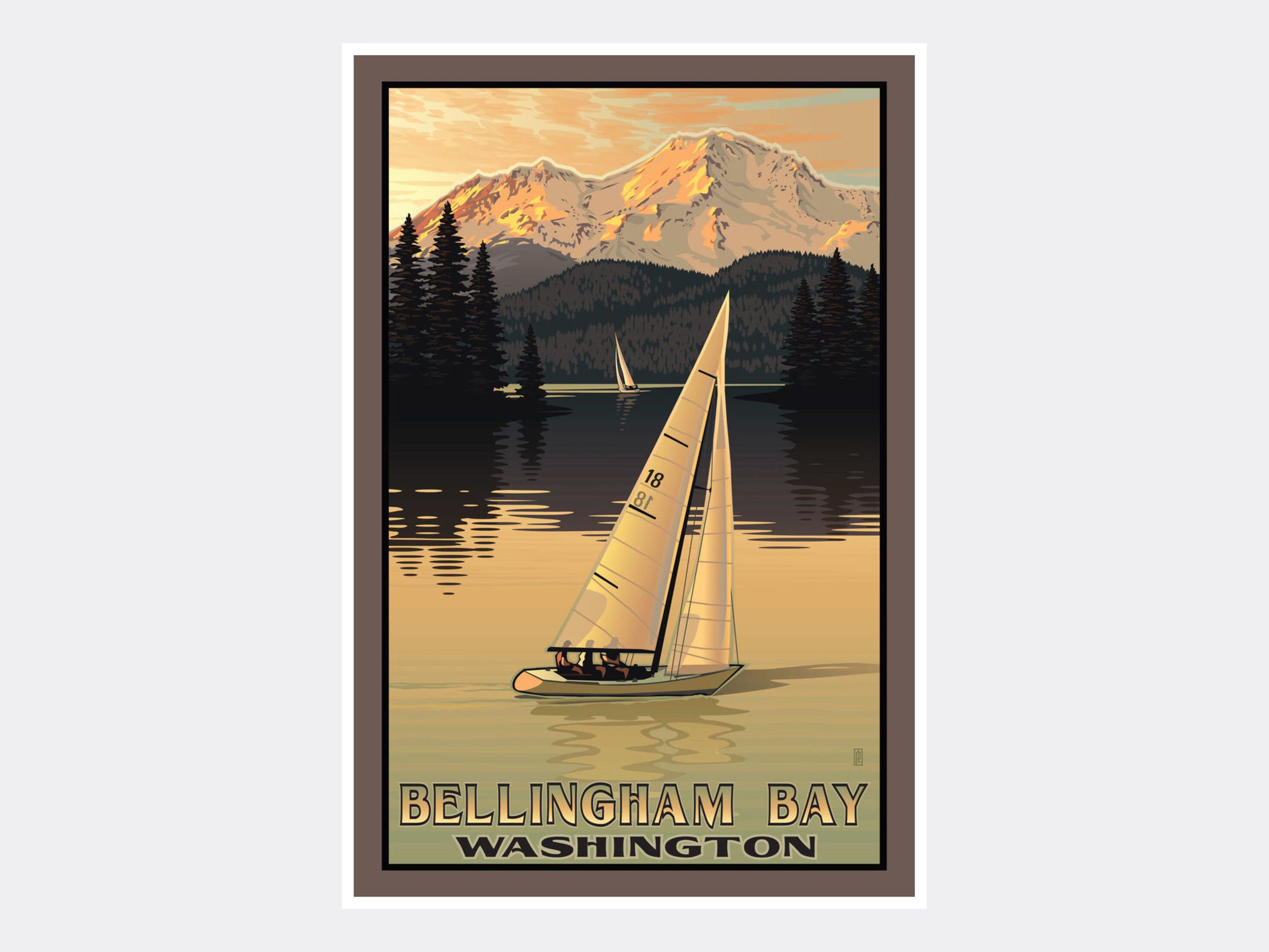 Bellingham Washington Sailboating Giclee Art Print Poster from | Etsy