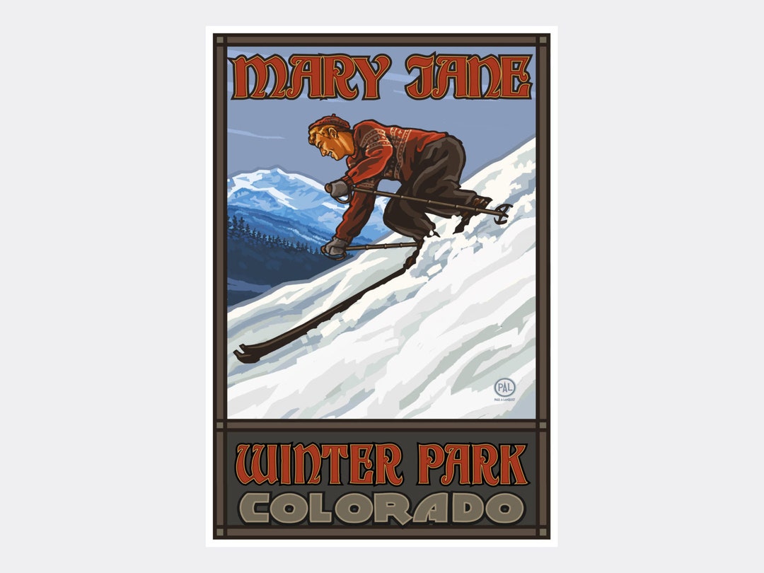 Mary Jane Ski Print: Winter Park, Colorado Vintage Travel Poster - Etsy
