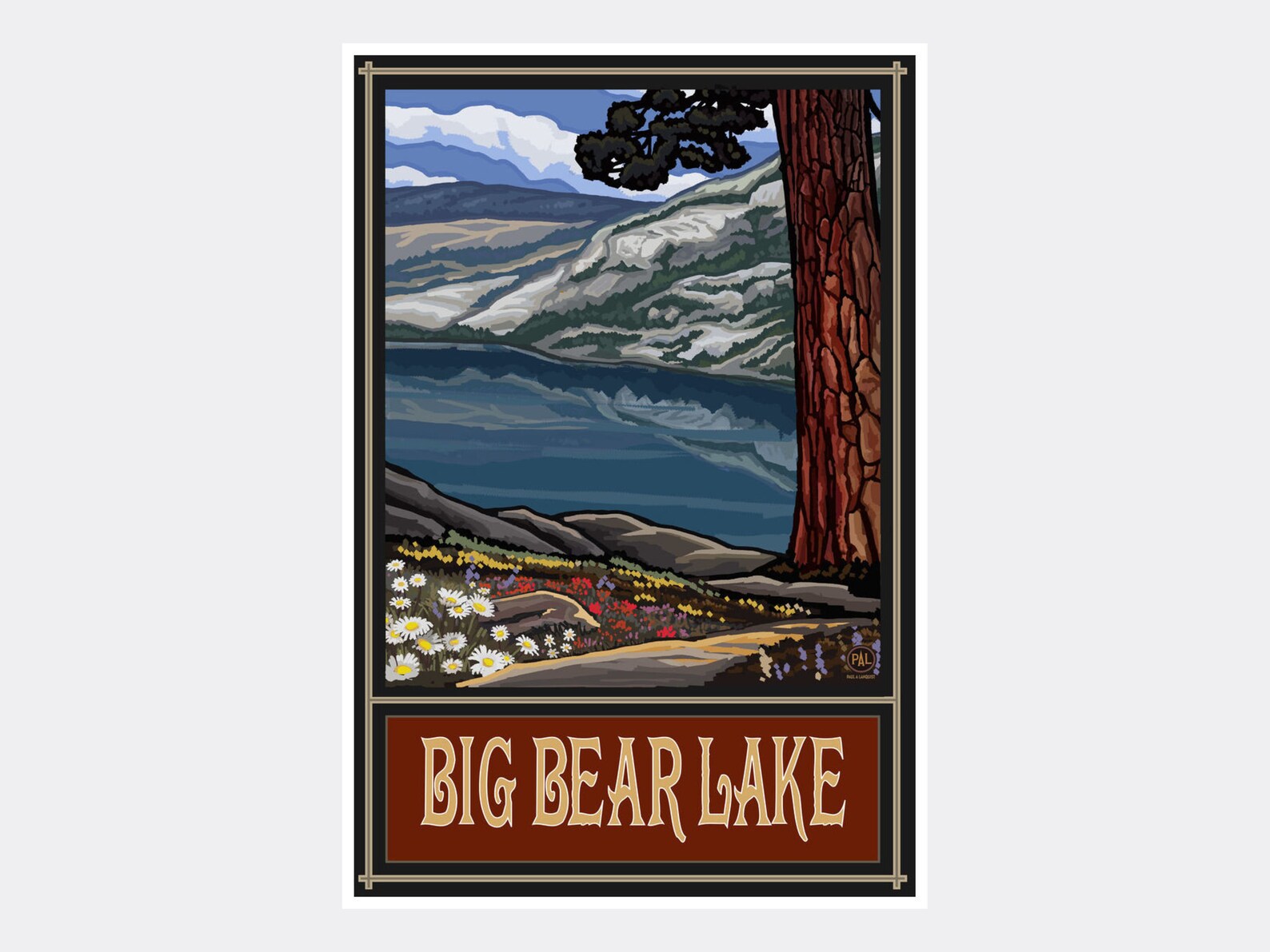 Big Bear Lake Giclee Art Print Poster From Travel Artwork by Artist ...