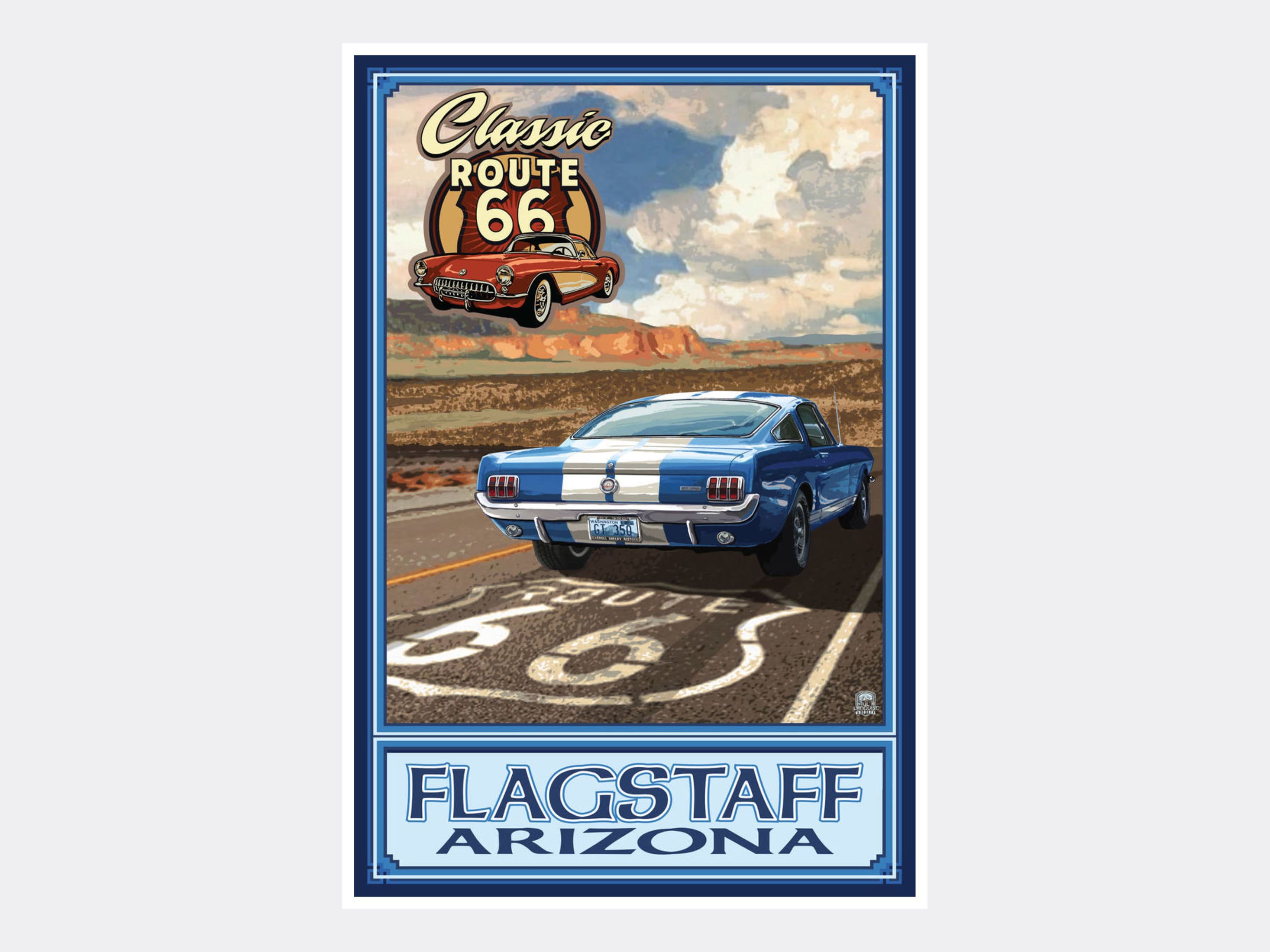 Flagstaff Arizona Route 66 Mustang Giclee Art Print Poster | Etsy