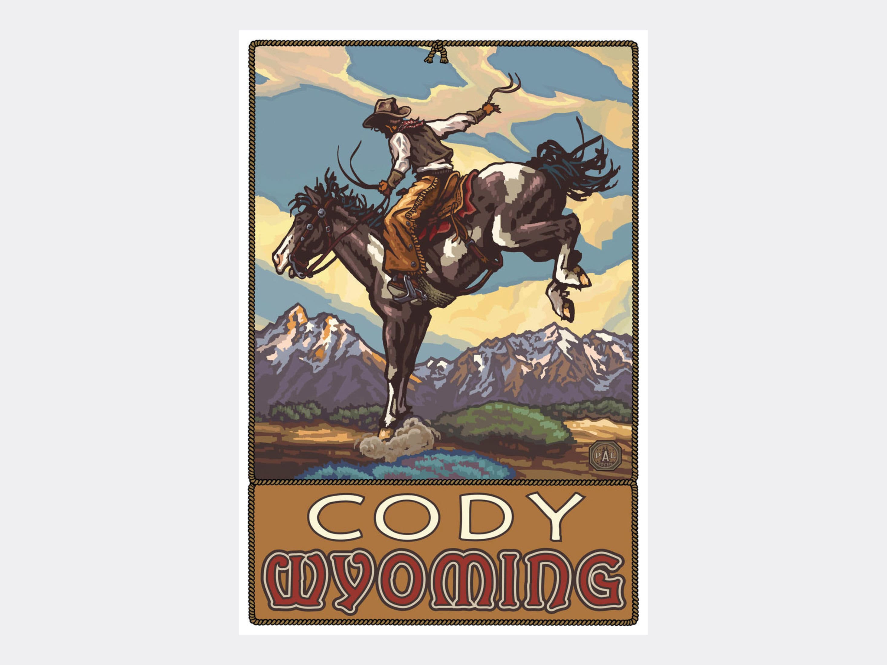 Cody Wyoming Bucking Horse Cowboy Giclee Art Print Poster From - Etsy