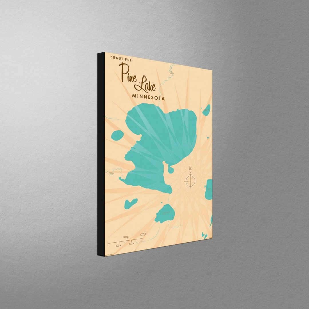 Pine Lake Minnesota Map Canvas, Pillow, Blanket From Illustration by ...