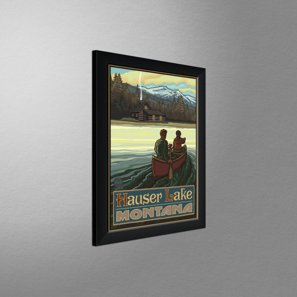 Hauser Lake Montana Lake Canoers Mountains Giclee Art Print - Etsy