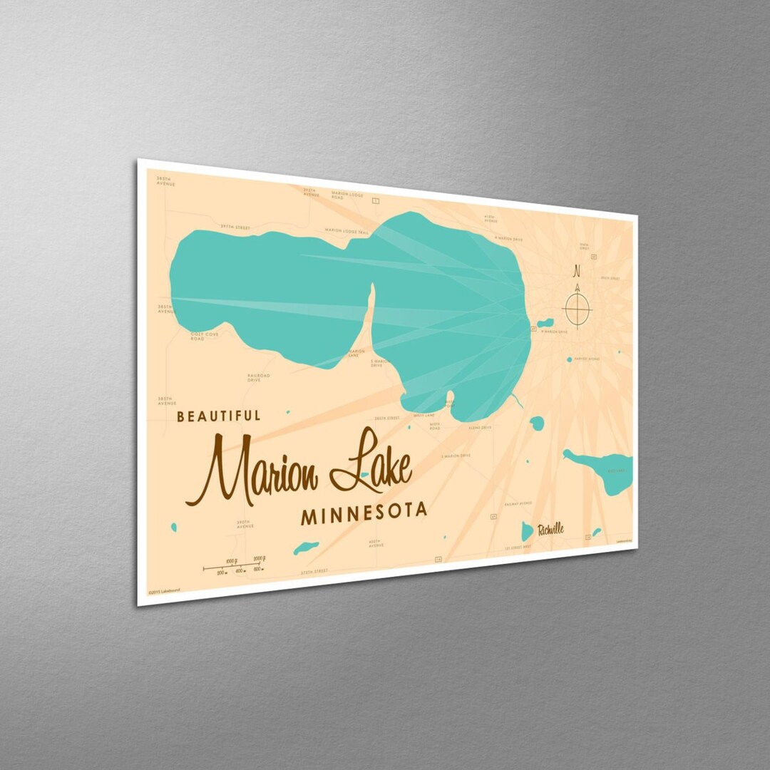Marion Lake Minnesota Map Giclee Art Print Poster From Illustration by ...