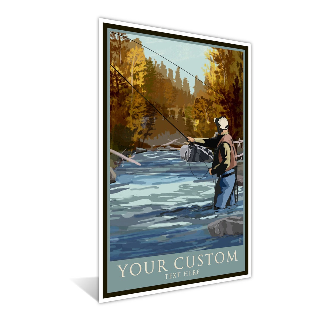 Custom & Personalized Fly Fishing Autumn Giclee Art Print Poster by ...