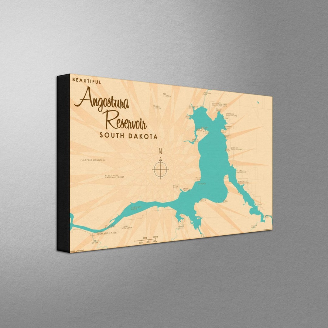 Angostura Reservoir South Dakota Map Canvas, Pillow, Blanket From ...