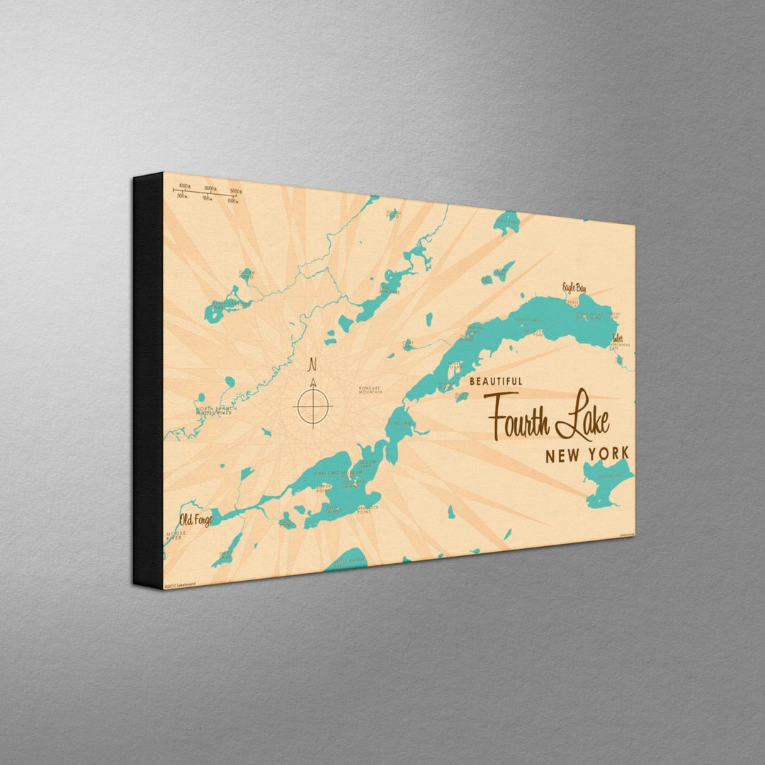 Fourth Lake NY herkimer County Map Canvas, Pillow, Blanket From ...