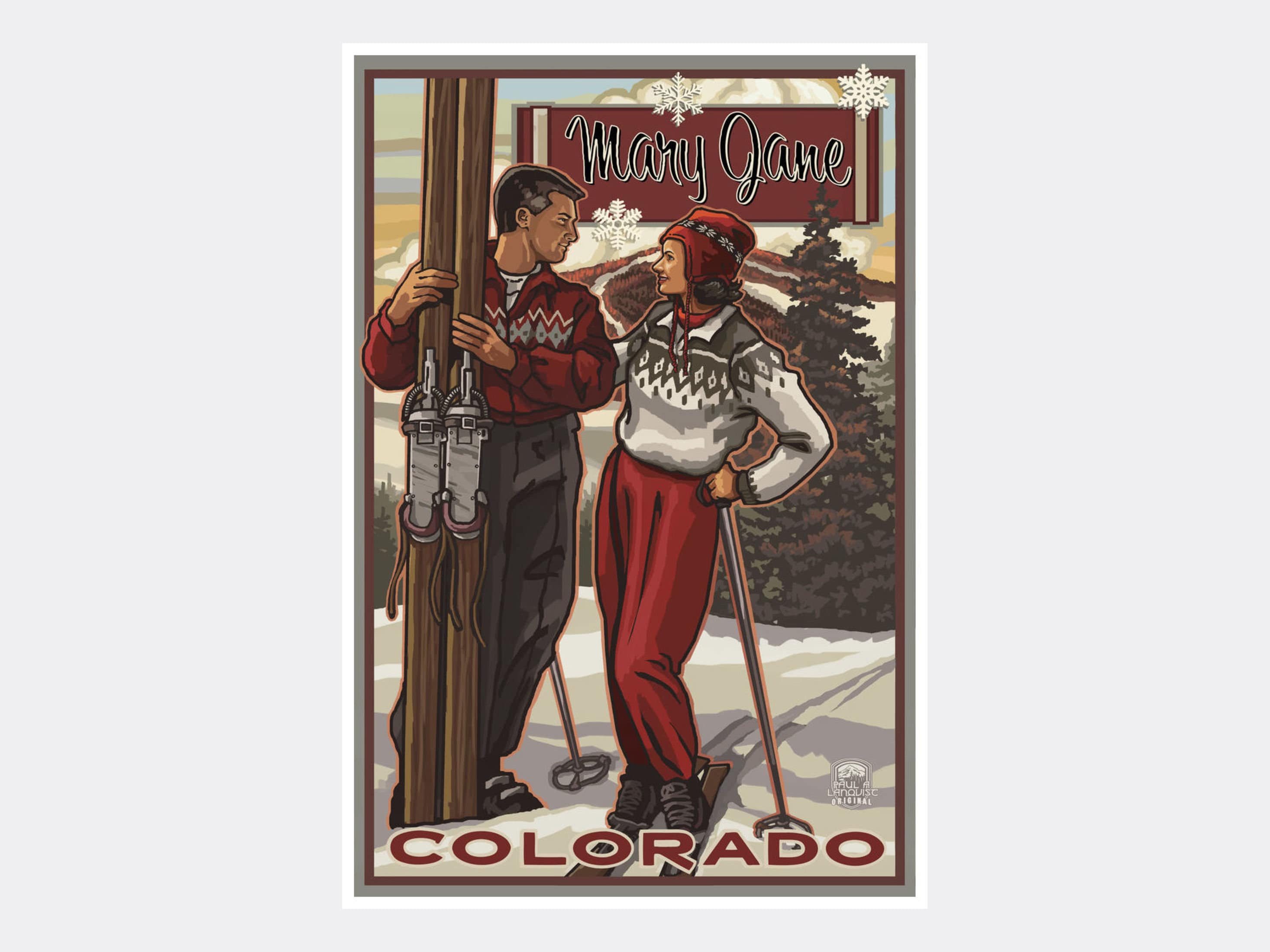 Mary Jane Winter Park Colorado Classic Skier Giclee Art Print | Etsy