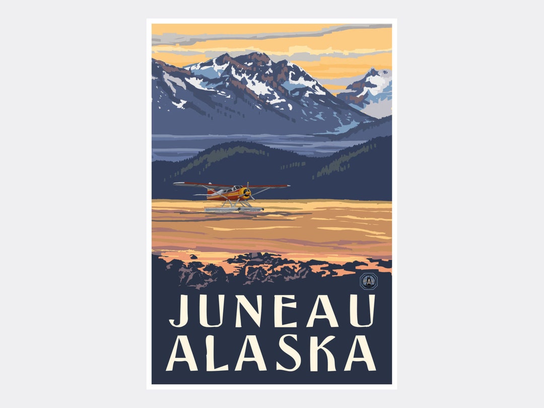Juneau Alaska Float Plane Art Print: Vintage Travel Poster - Etsy