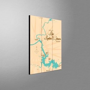 Lake LBJ Texas Map Giclee Art Print Poster From Illustration by ...