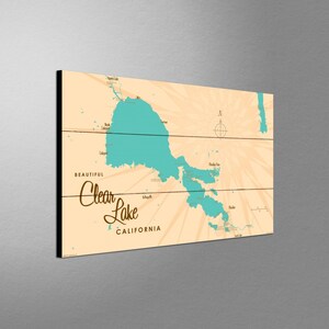 Clear Lake California Map Giclee Art Print Poster From Illustration by ...