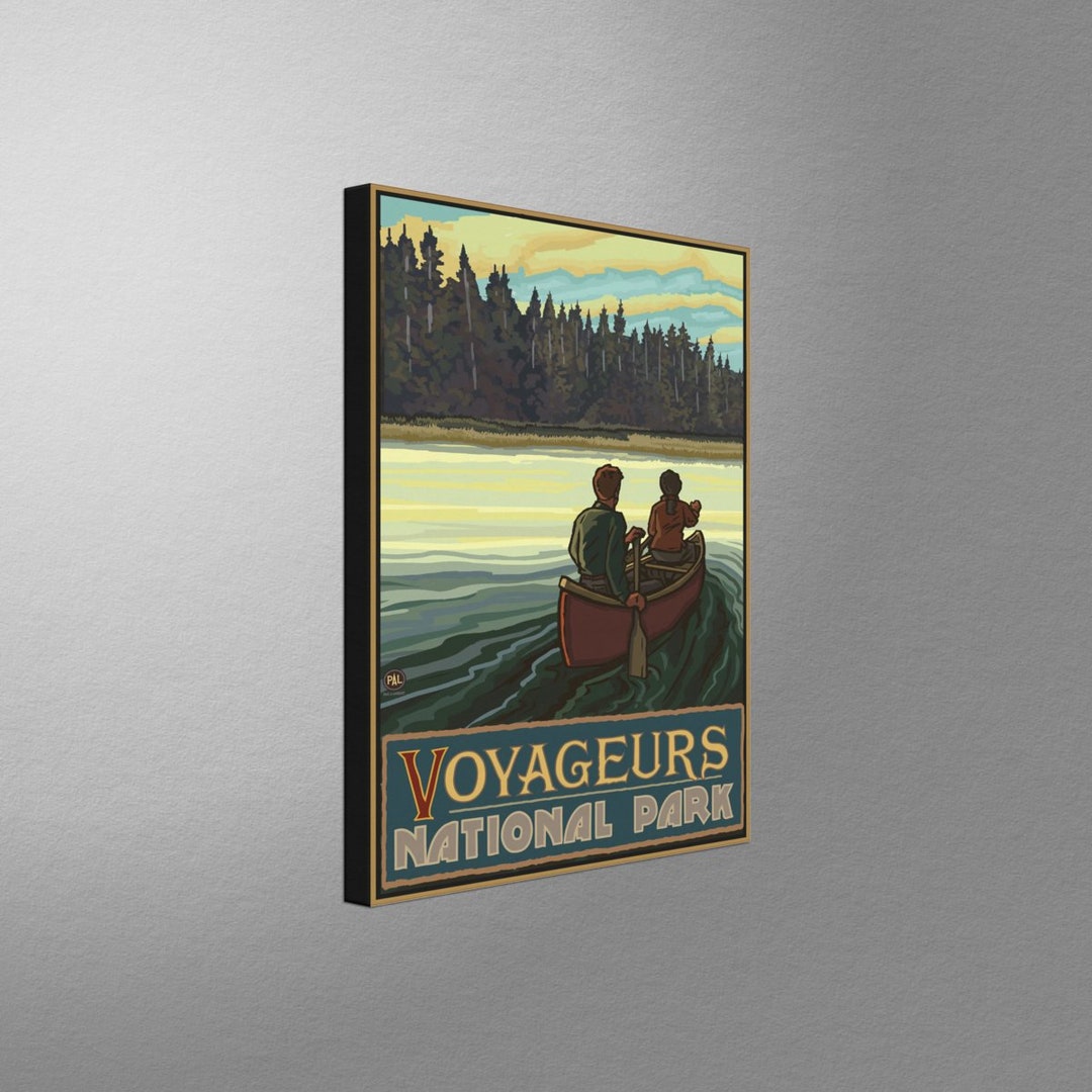 Voyageurs National Park Art: Canoers on Lake, Forest Canvas Print - Etsy