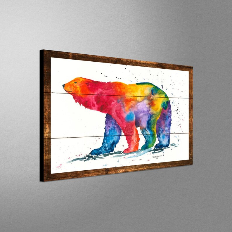 Rainbow Polar Bear Giclee Art Print Poster From Original | Etsy