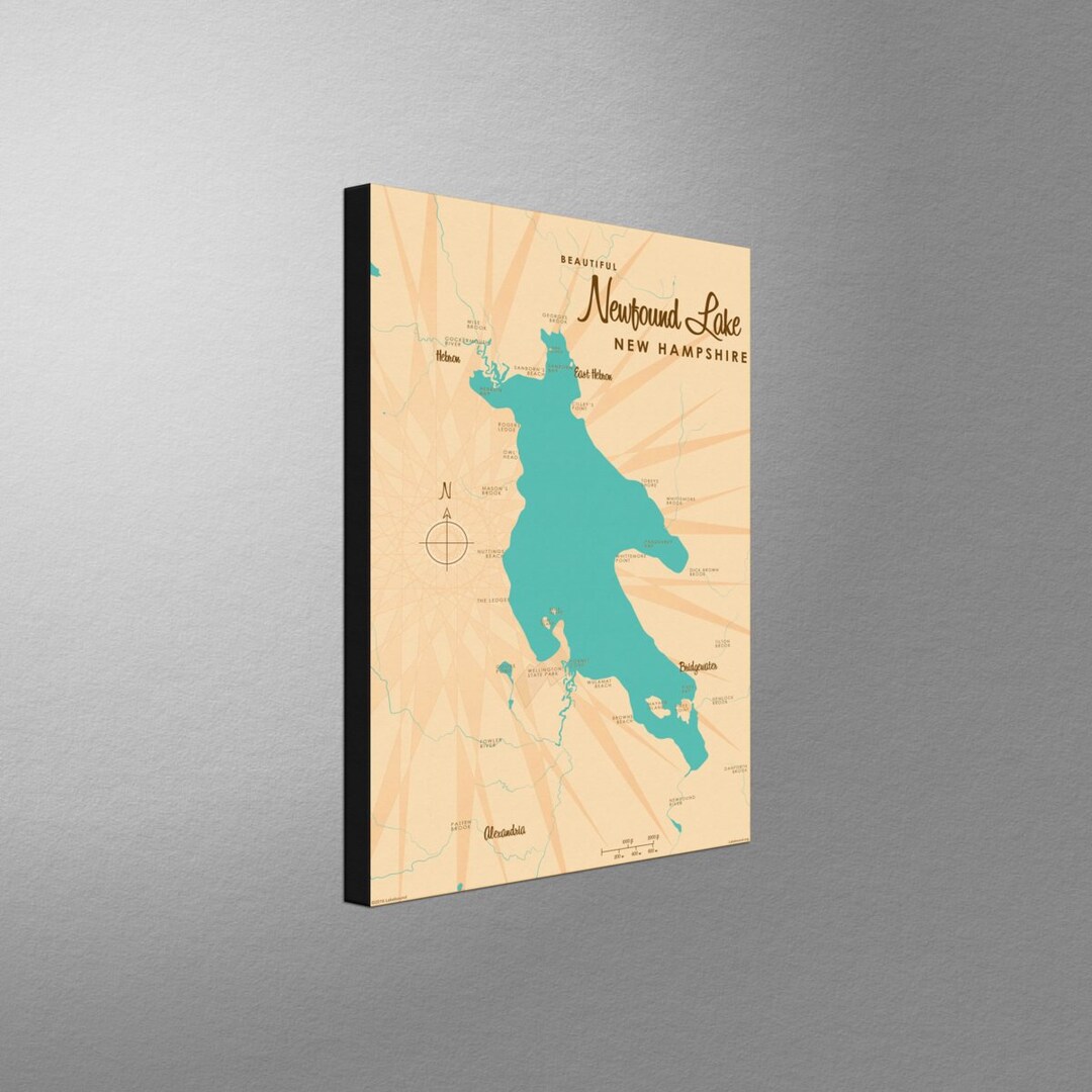 Newfound Lake New Hampshire Map Canvas, Pillow, Blanket From ...