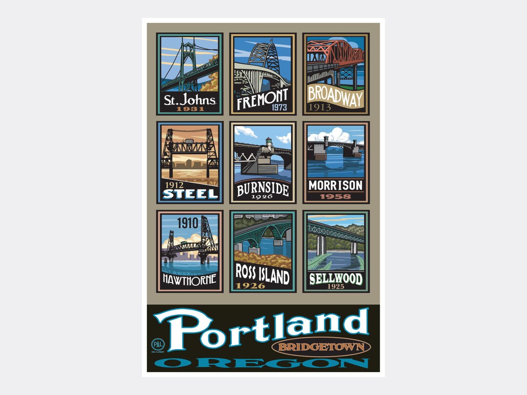 Portland Bridgetown Giclee Art Print Poster From Travel Artwork by ...