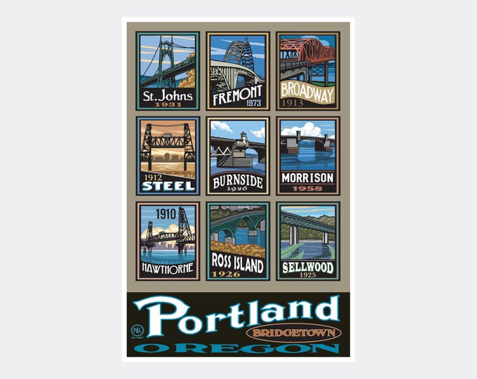 Portland Bridges B&W - Etsy