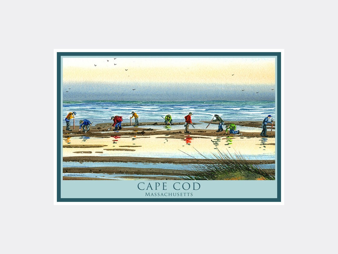 Cape Cod Massachusetts Clam Digging Giclee Art Print Poster From ...