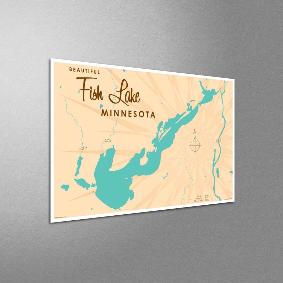 Fish Lake Minnesota Map Giclee Art Print Poster From Illustration by ...