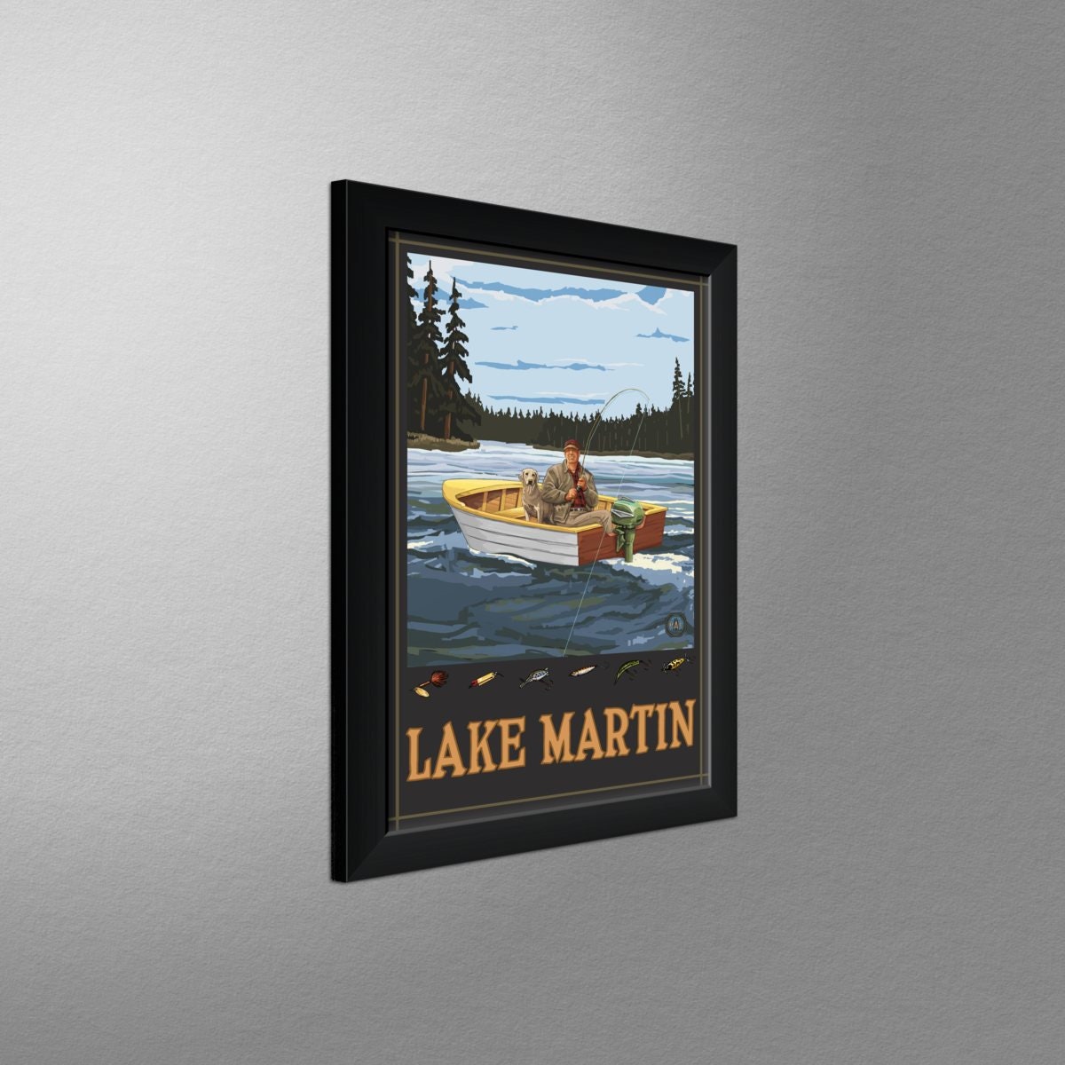 Lake Martin Georgia Fisherman In Boat Forest Giclee Art Print | Etsy