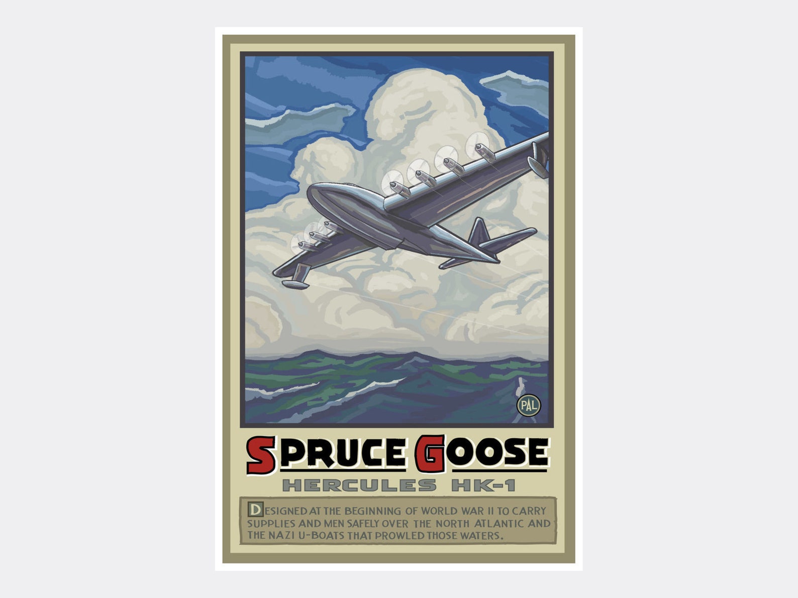 Spruce Goose Flying Giclee Art Print Poster From Travel Artwork by ...