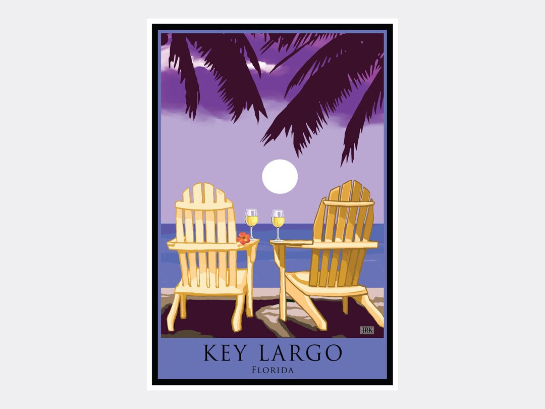 Key Largo Art Print: Adirondack Chairs & Palms Giclee Poster - Etsy