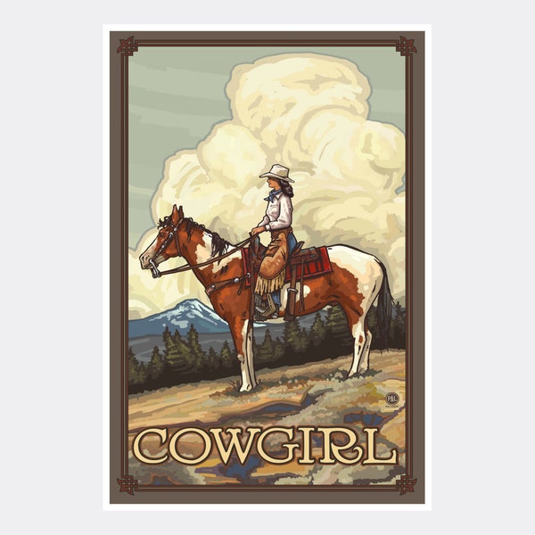 Vintage Cowgirl Poster - Etsy