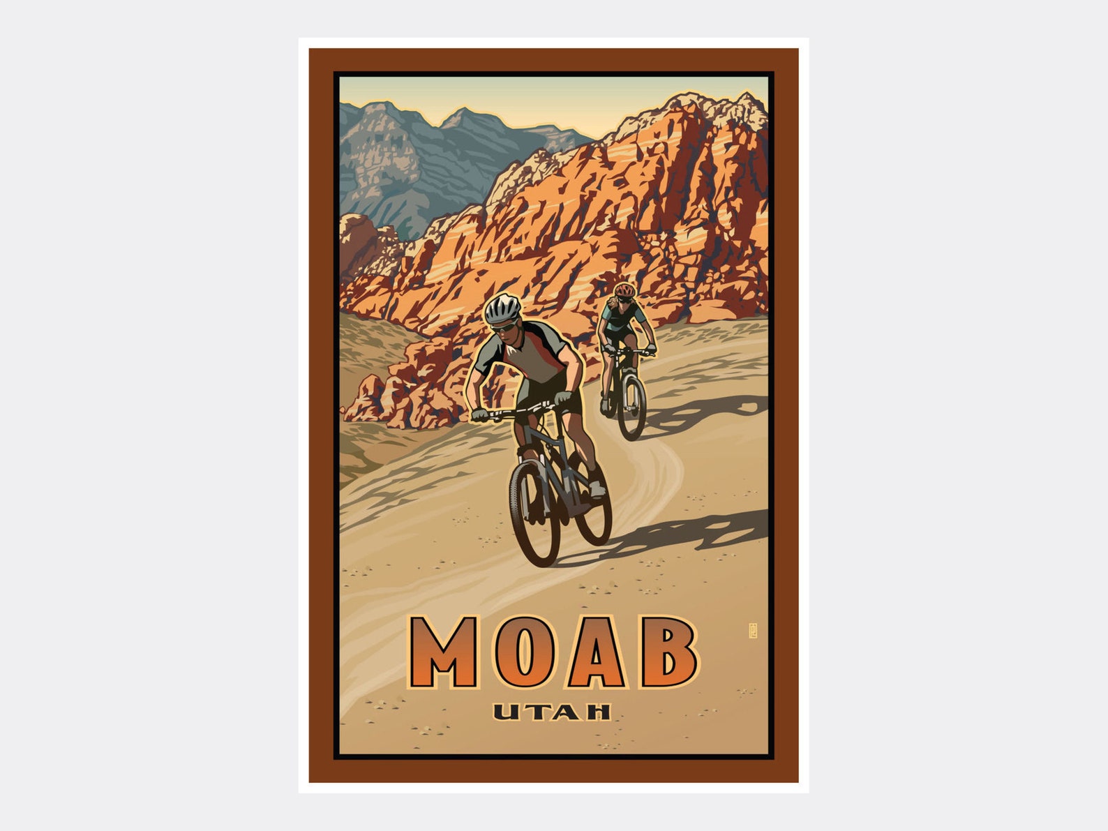 Moab Utah Bikers Giclee Art Print Poster From Travel Artwork - Etsy