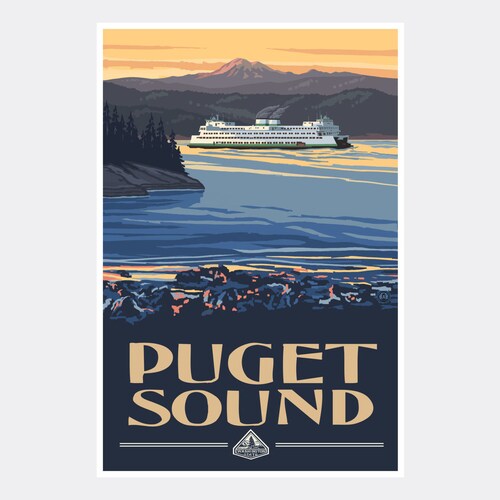 Seattle Washington Ferry Giclee Art Print Poster From Travel - Etsy
