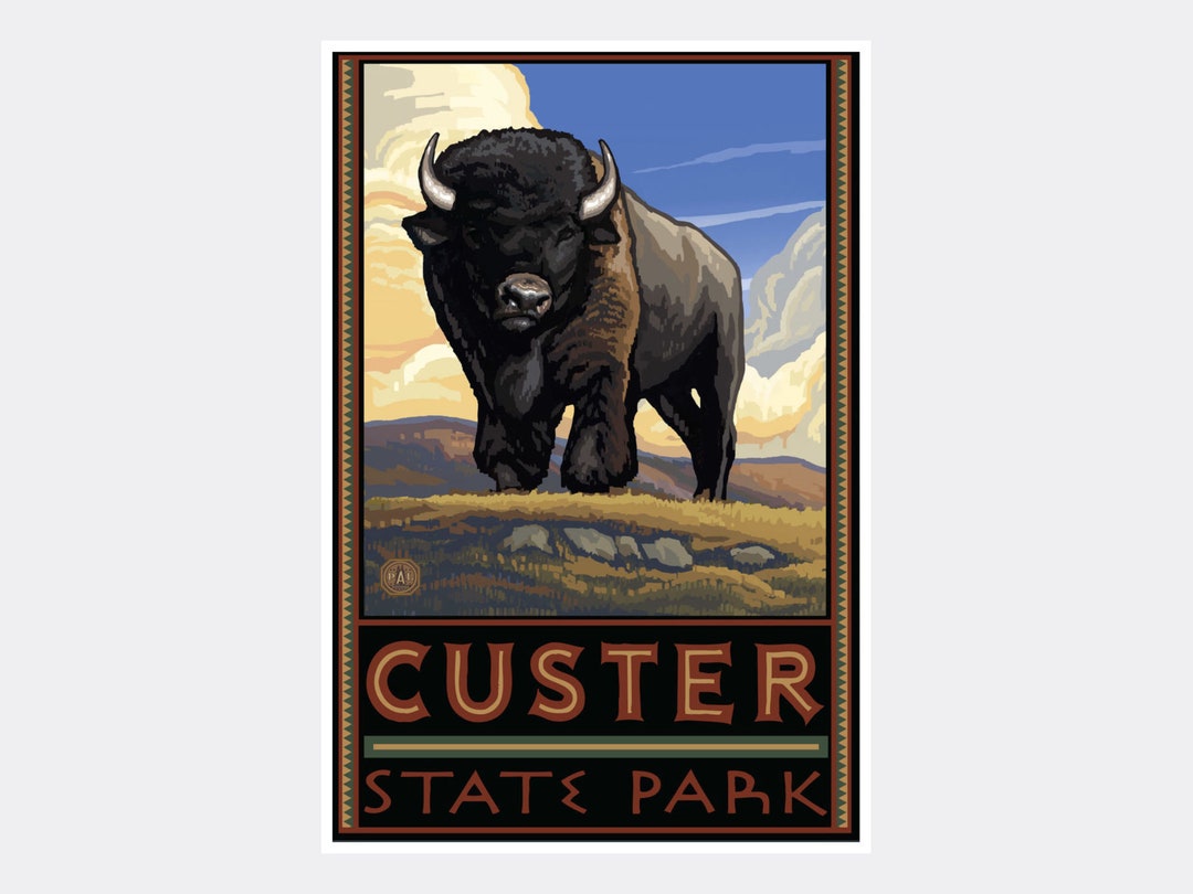 Custer State Park South Dakota Buffalo Plains Giclee Art Print Poster ...