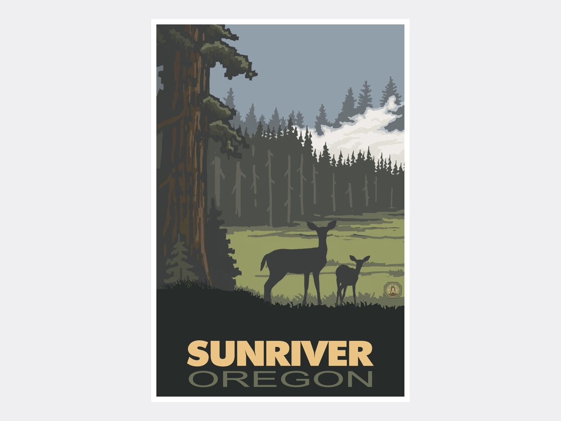 Sunriver Oregon Giclee Art Print Poster From Travel Artwork by Artist ...