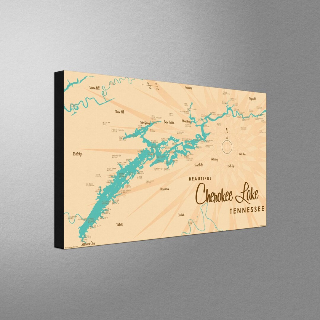 Cherokee Lake Tennessee Map Canvas, Pillow, Blanket From Illustration ...