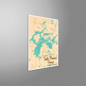 Turtle-flambeau Flowage Wisconsin Map Giclee Art Print Poster From ...