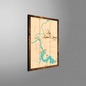 Lake LBJ Texas Map Giclee Art Print Poster From Illustration by ...