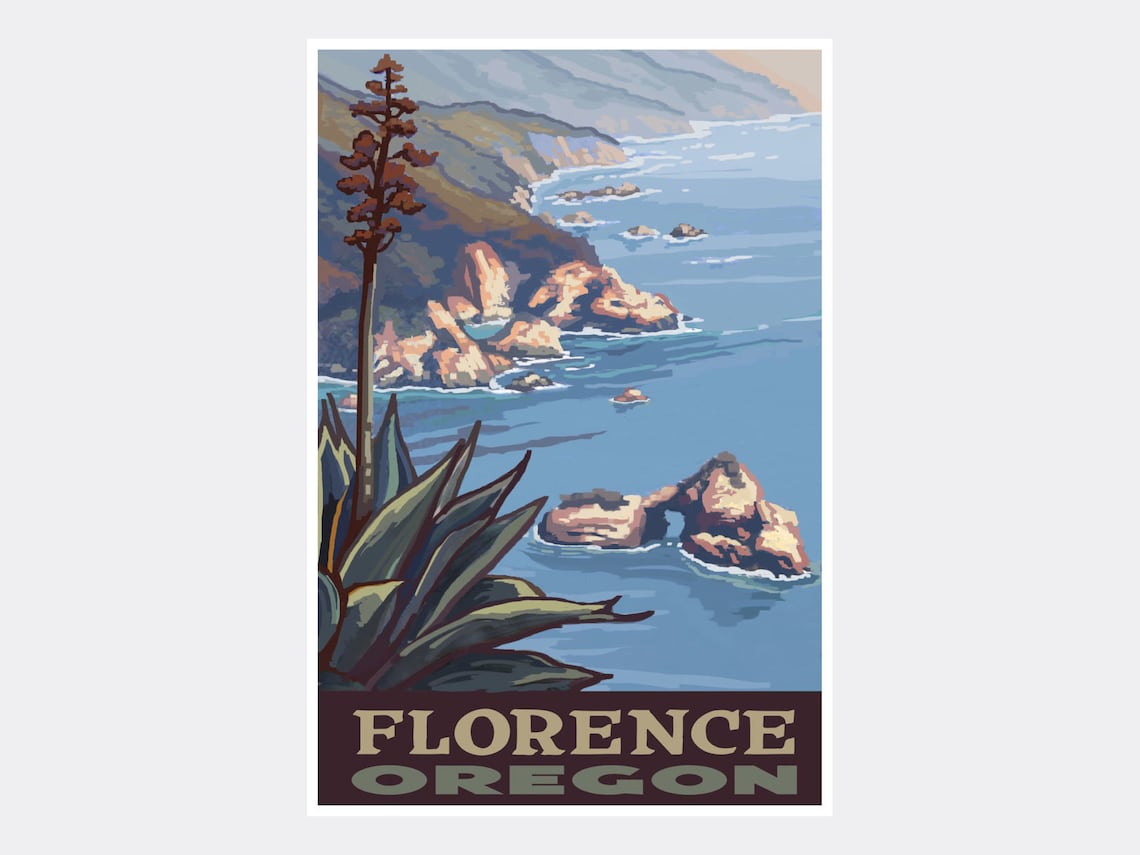 Florence Oregon Coastline Giclee Art Print Poster From Travel - Etsy