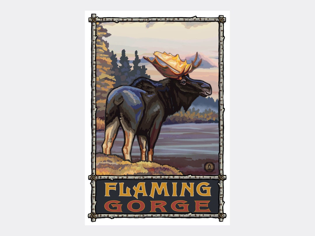 Flaming Gorge National Recreation Area Moose Giclee Art Print Poster ...
