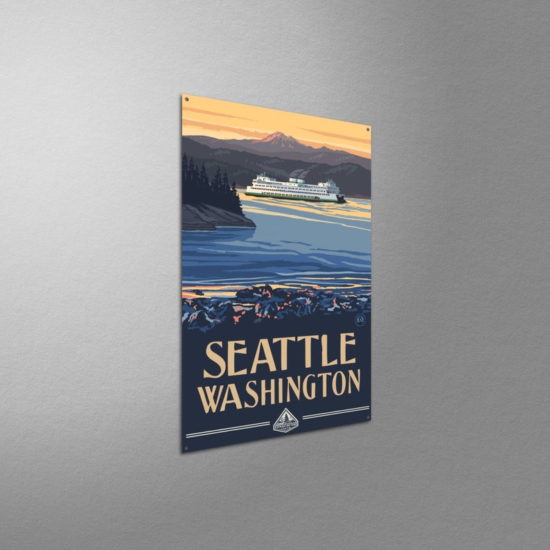 Seattle Washington Ferry Giclee Art Print Poster From Travel - Etsy